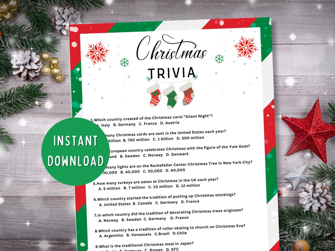 Christmas Trivia, Holiday Trivia Games, Christmas Printables, Holiday ...