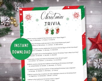 Holiday Trivia Games, Christmas Trivia, Christmas Printable Game ...