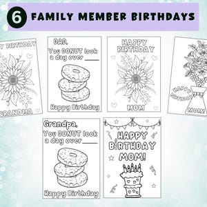 Happy Birthday Coloring Card Set: DIY Printable Cards (PDF) - Etsy