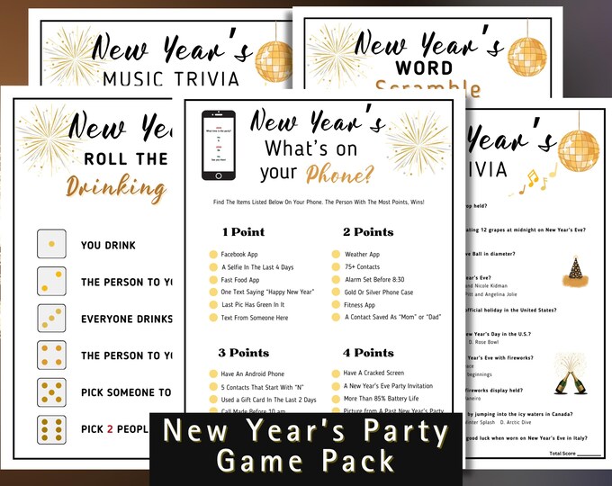 New Years Trivia Game, New Years Eve Trivia Game 2024, Printable New ...