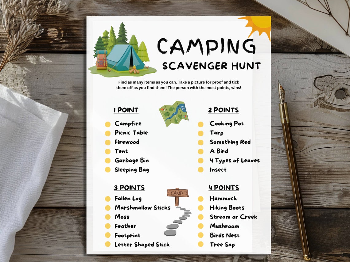 Camping Scavenger Hunt Game: Kids Summer Activity (PDF Printable) - Etsy