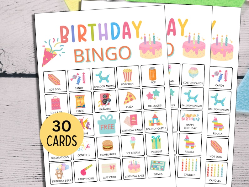 Birthday Bingo Game, Summer Birthday Game, Printable Game, Girls ...