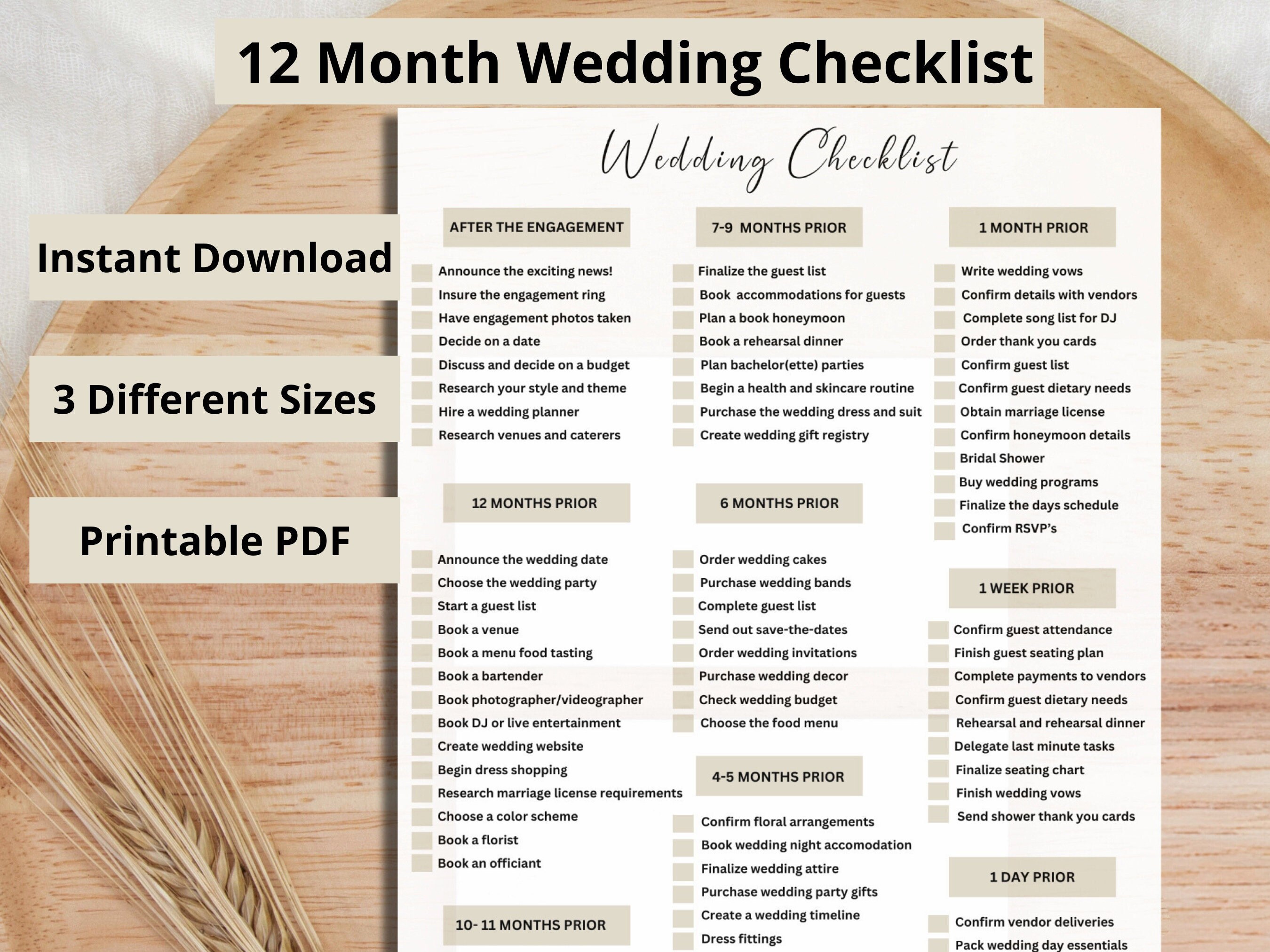 Wedding Checklist, Wedding Planning Checklist, Wedding to Do List ...