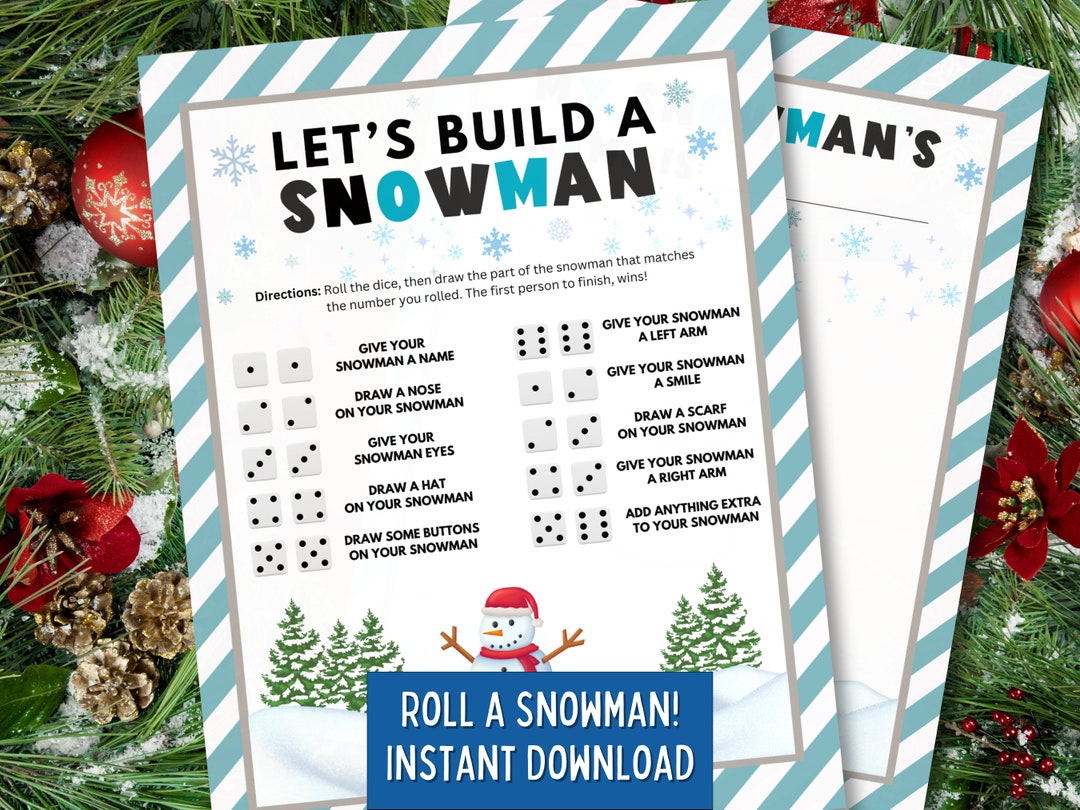 Roll A Snowman Game, Printable Christmas Game for Kids, Winter Activity ...