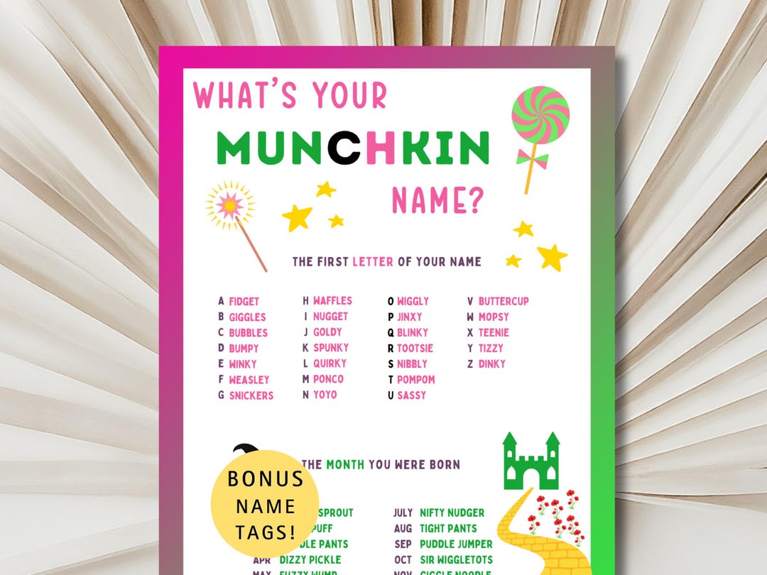 Munchkin and Wicked Birthday Party Game: Printable Name Tags (PDF ...