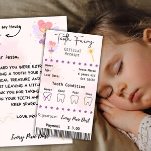 TOOTH Fairy Letter, Lost Tooth Receipt, Tooth Fairy Money, Tooth Fairy ...