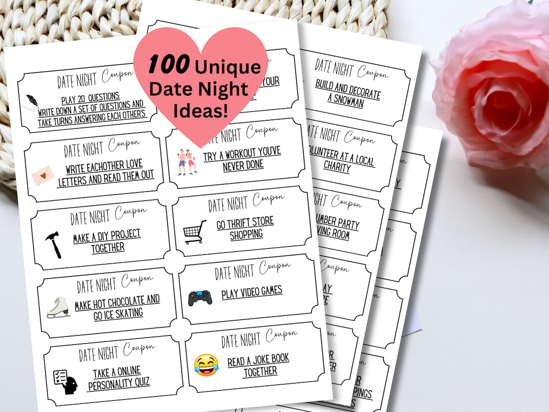 Date Night Coupons, Date Night Ideas, Love Coupons, Gifts for Couples ...