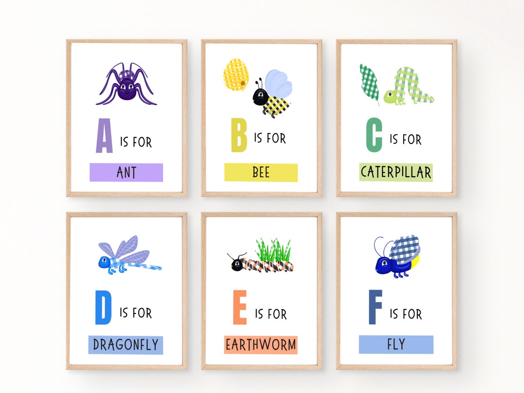 Bug ABC Learning Posters, Set of 6 Nursery Prints (digital Download) - Etsy