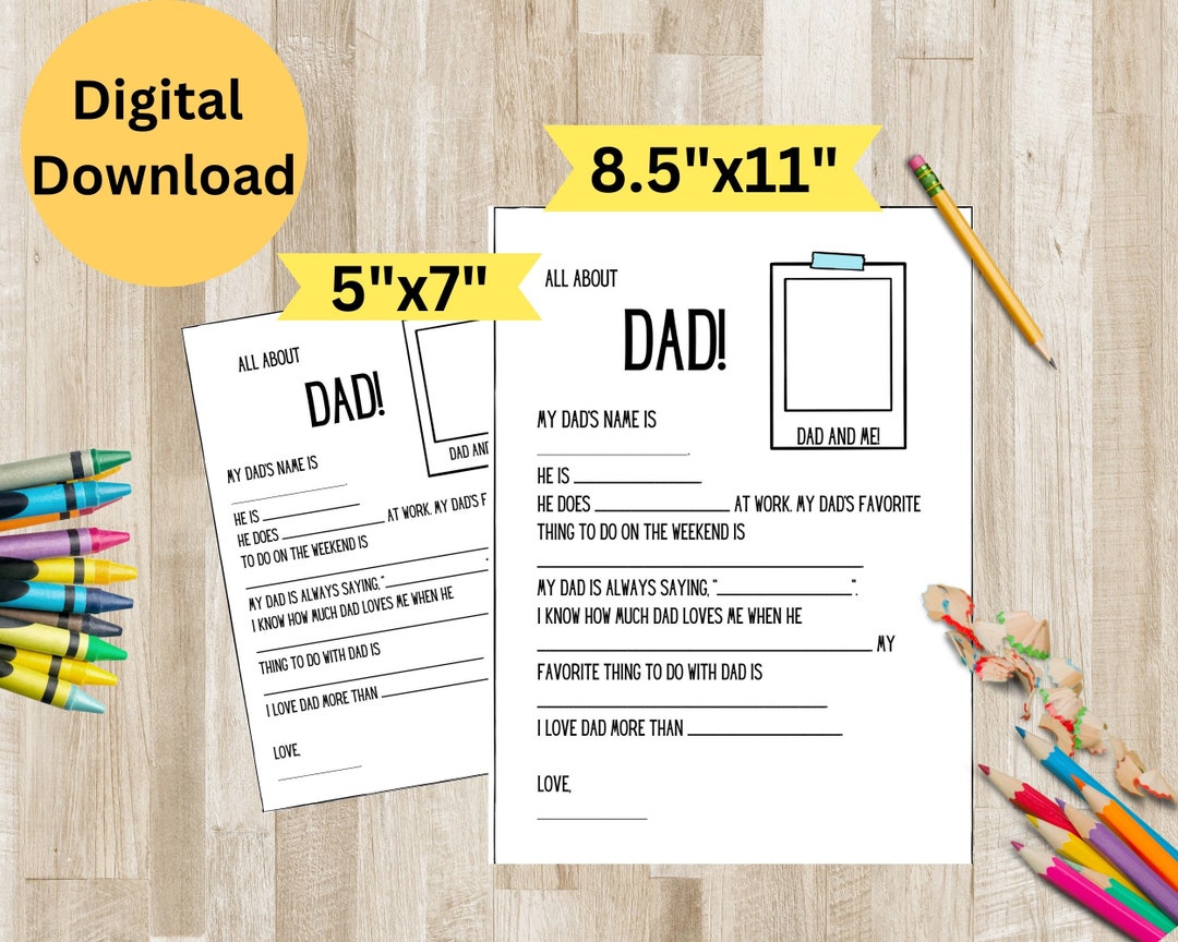 Father's Day Printable Worksheet, Dad Questionnaire, Father's Day Gift ...