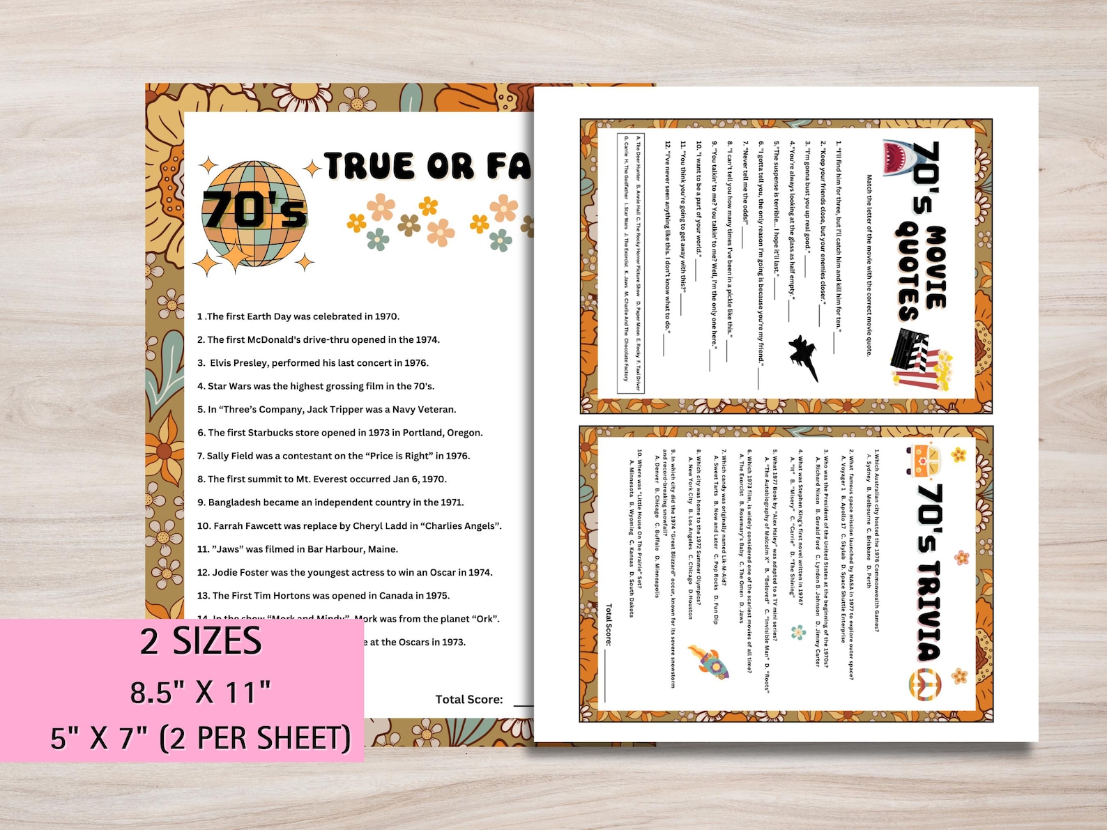 1970s Trivia Game Bundle: Retro Party Games (printable PDF Download) - Etsy