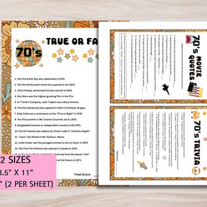 1970s Trivia Game Bundle: Retro Party Games (printable PDF Download) - Etsy
