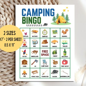 Camping Bingo Game: Printable Summer Activity for Kids (PDF Download ...