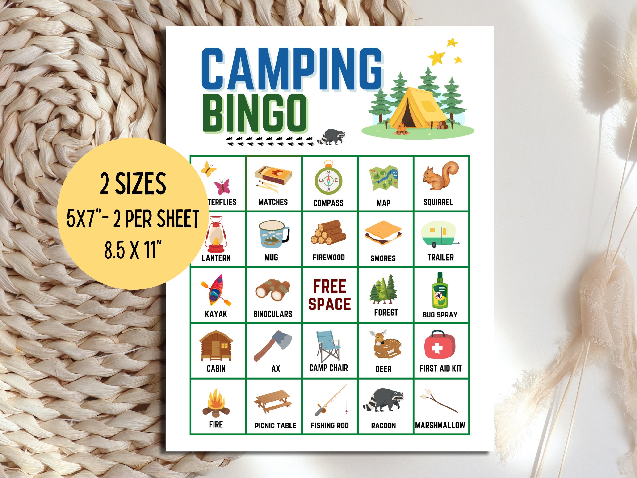 Camping Bingo Game: Printable Summer Activity for Kids (PDF Download ...