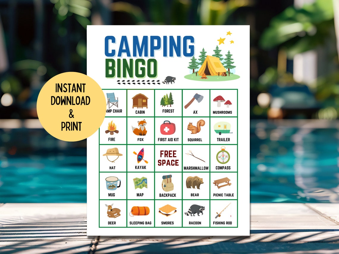 Camping Bingo Game: Printable Summer Activity for Kids (PDF Download ...