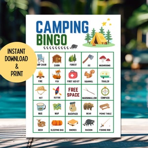 Camping Bingo Game: Printable Summer Activity for Kids (PDF Download ...