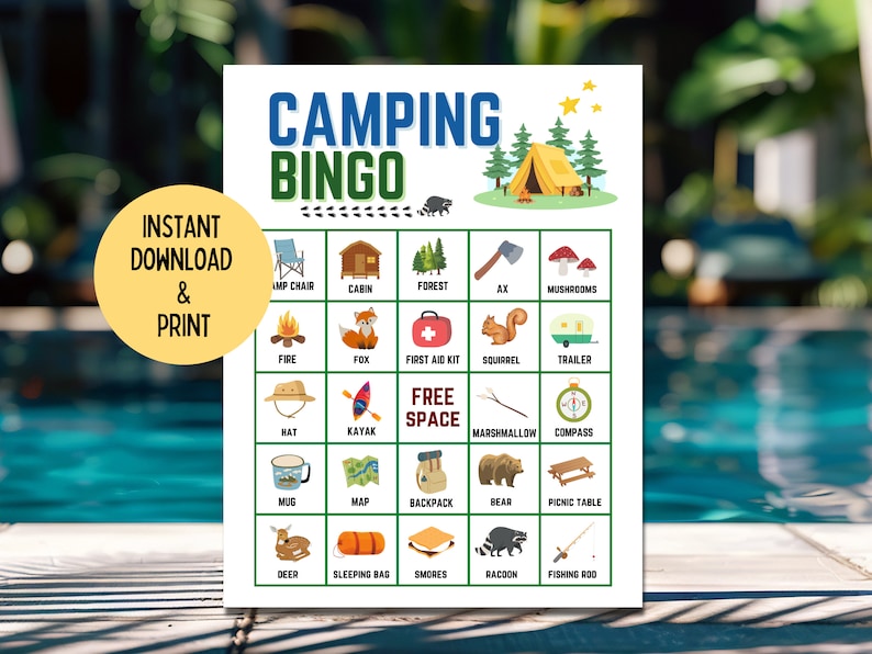 Camping Bingo Game: Printable Summer Activity for Kids (PDF Download ...