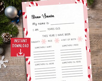 Letter to Santa, Kids Letter to Santa, Printable Letter to Santa, Kids ...
