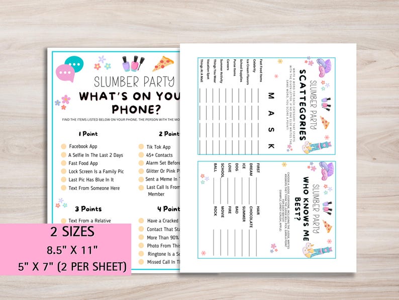 Slumber Party Game Bundle, Girls Sleepover Party, Birthday Sleepover ...