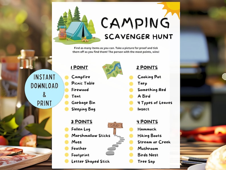 Camping Scavenger Hunt Game: Kids Summer Activity (PDF Printable) - Etsy