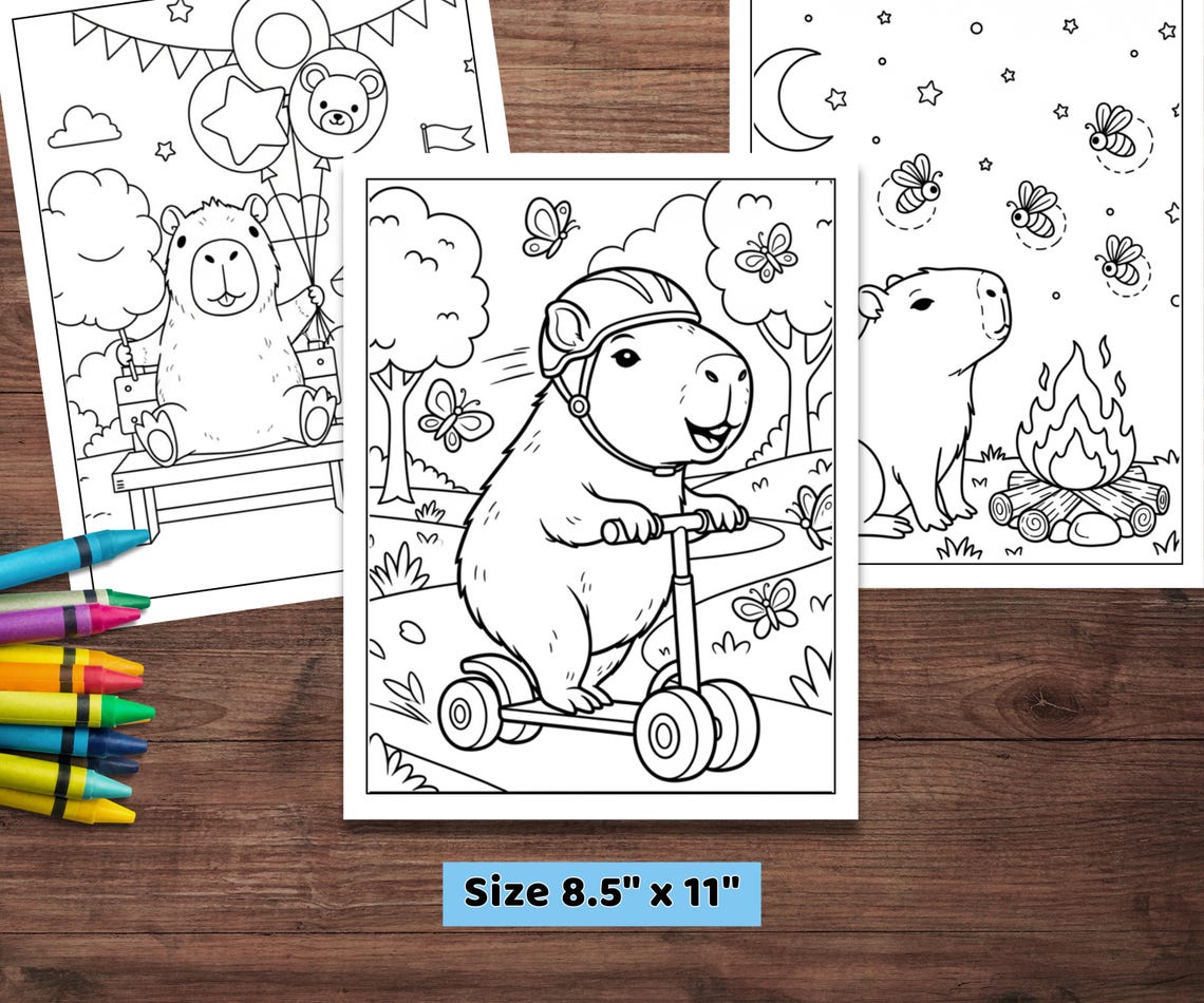 Capybara Coloring Pages, Animal Coloring Pages, 30 Coloring Sheets (PDF ...