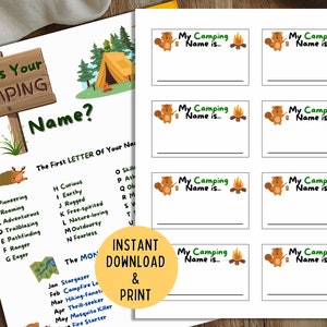 What's Your Camping Name, Camping Game Printable, Name Generator ...