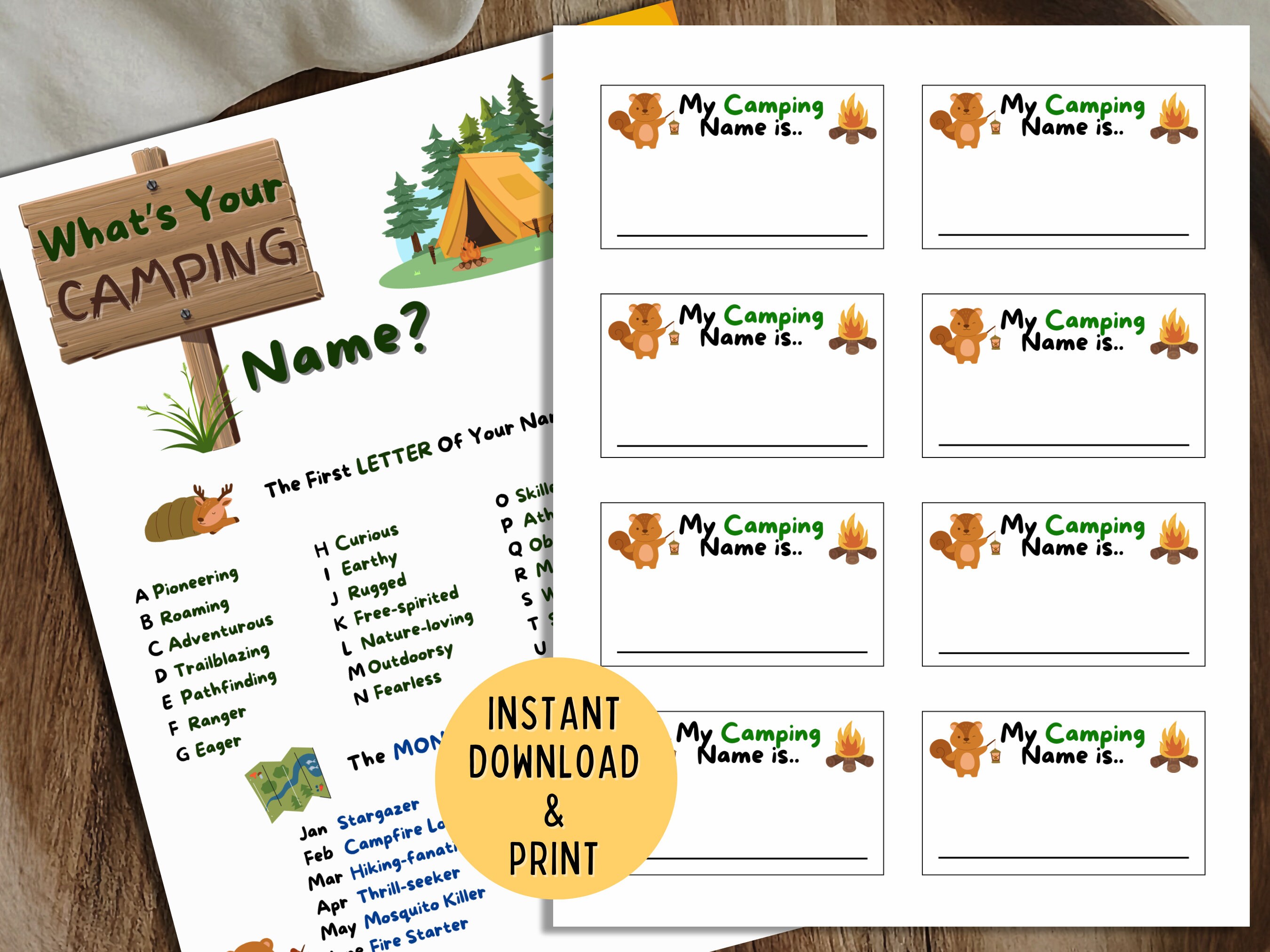 What's Your Camping Name, Camping Game Printable, Name Generator ...