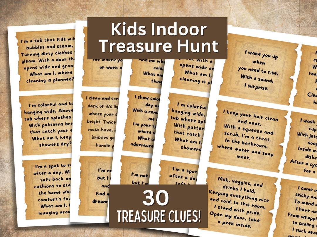 Indoor Treasure Hunt, Indoor Kid Activity, Kids Birthday Games, Mystery ...