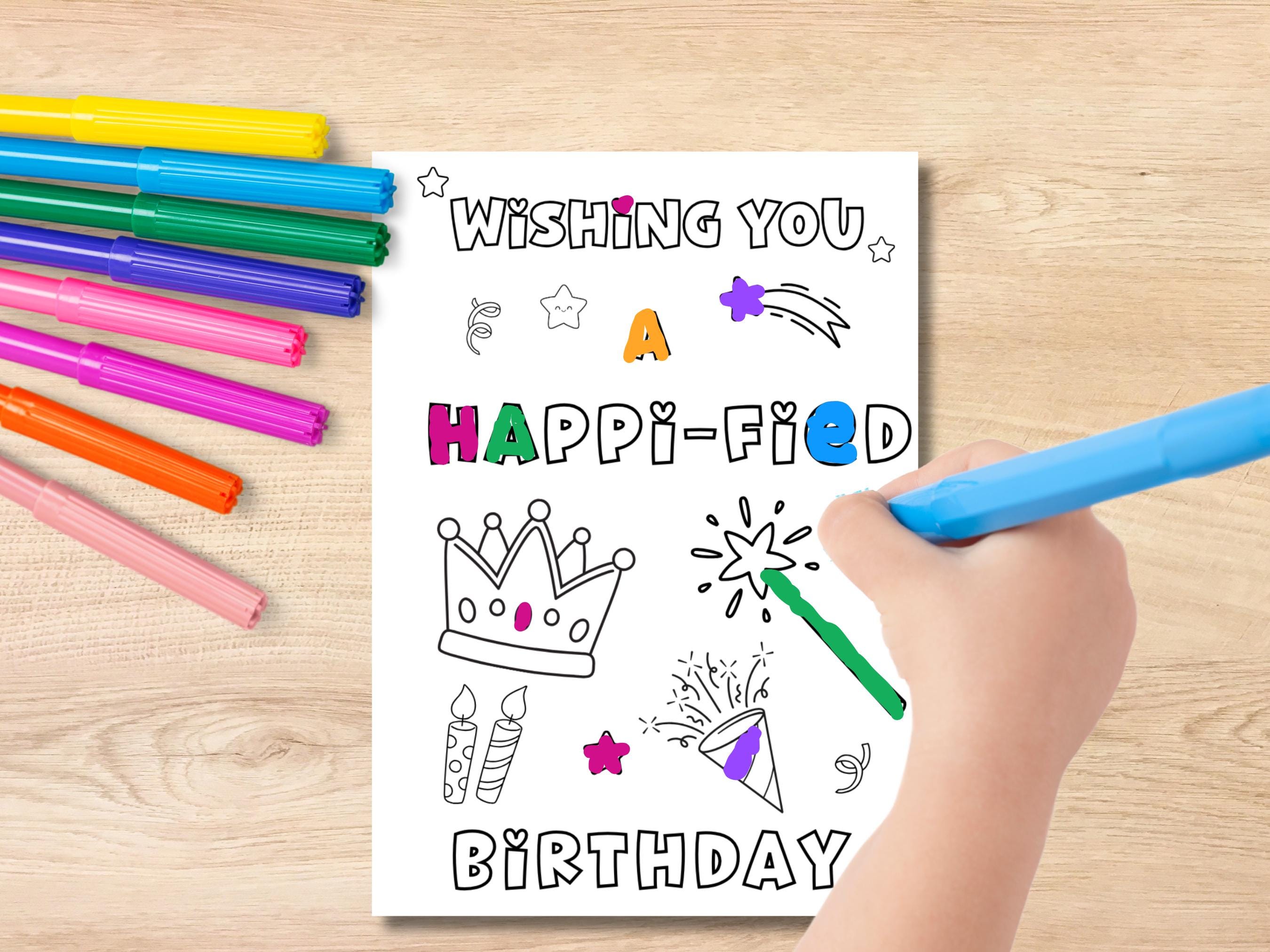 Color Your Own Birthday Cards: DIY Printable Greeting Cards (PDF ...