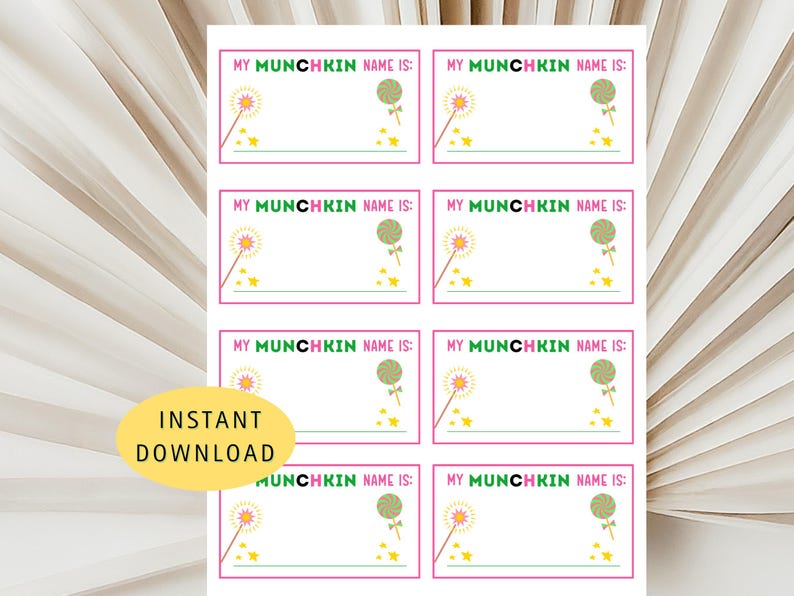 Munchkin and Wicked Birthday Party Game: Printable Name Tags (PDF ...