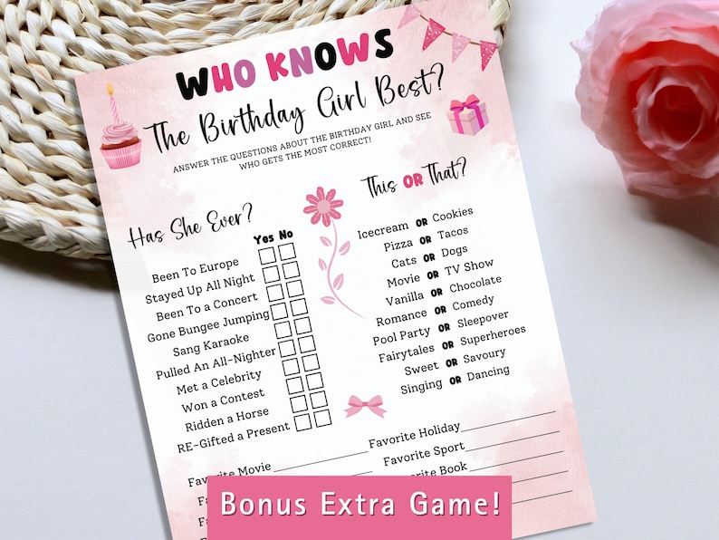 Cell Phone Game, Who Knows the Birthday Girl, Girl Pink Birthday, Teen ...