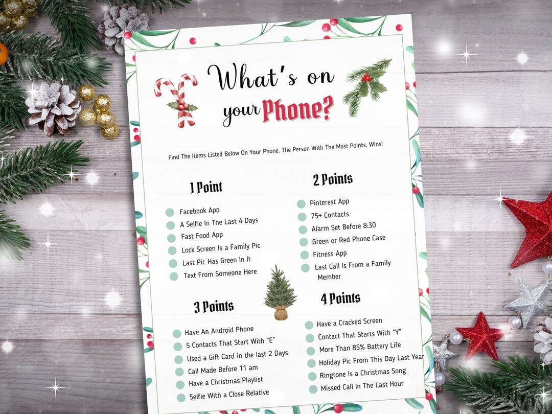 Whats on Your Phone Game, Fun Christmas Game, Christmas Games, Holiday ...