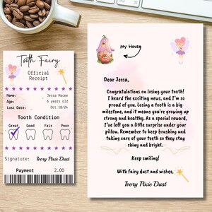 TOOTH Fairy Letter, Lost Tooth Receipt, Tooth Fairy Money, Tooth Fairy ...