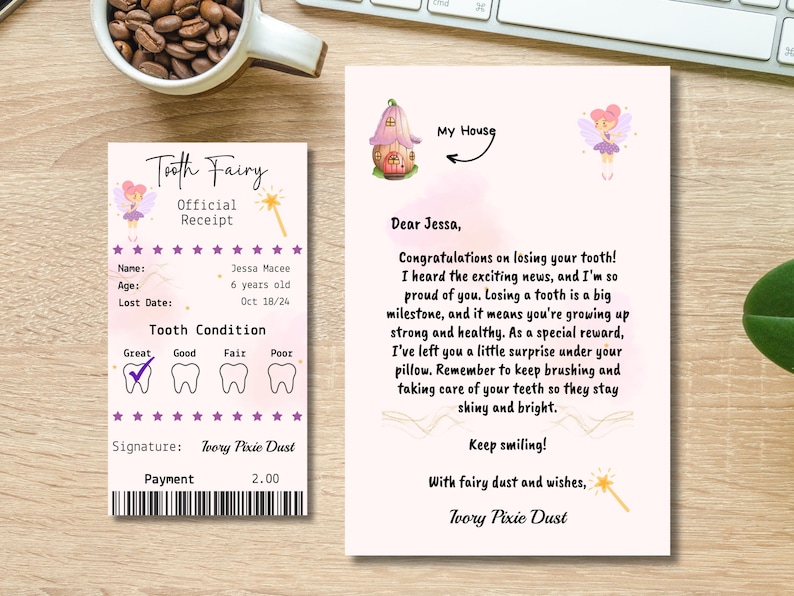 TOOTH Fairy Letter, Lost Tooth Receipt, Tooth Fairy Money, Tooth Fairy ...
