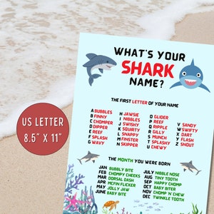Shark Birthday Party Game: What's Your Shark Name (PDF Download) - Etsy