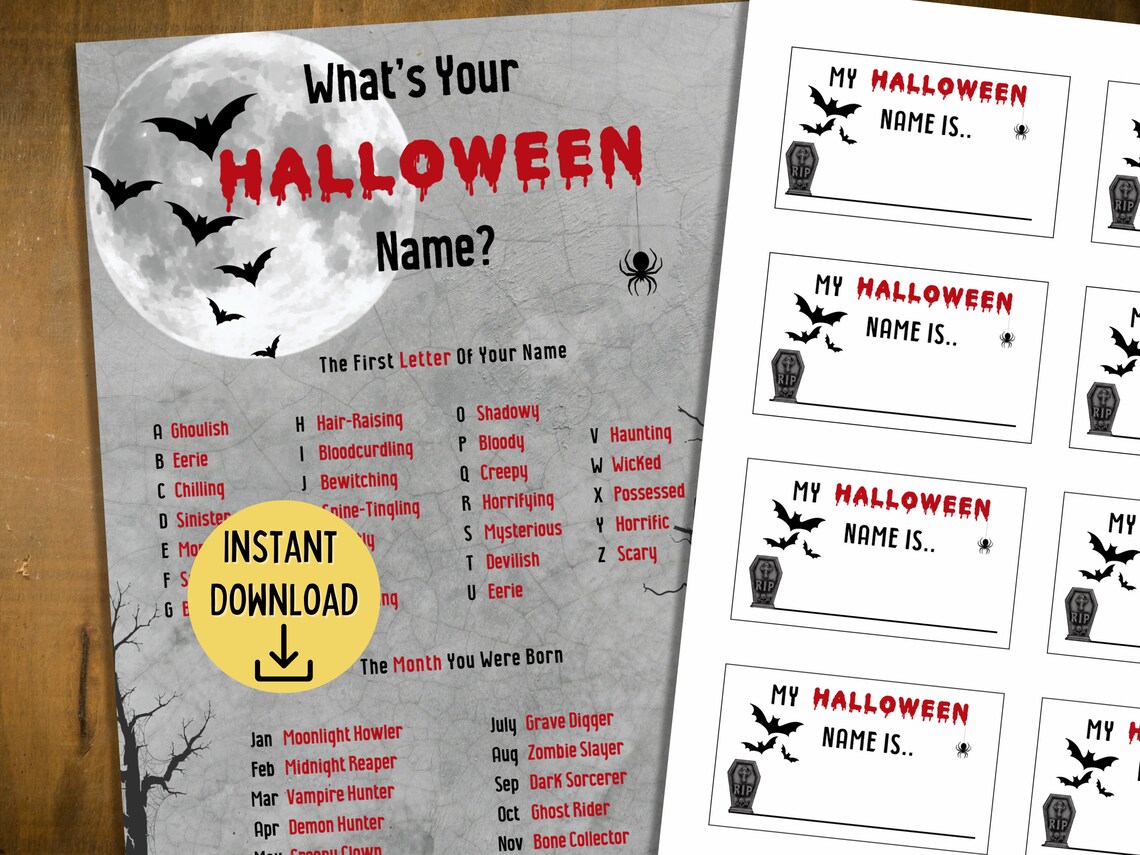 Halloween Name Game, Halloween Party Game, Halloween Decor, Halloween ...