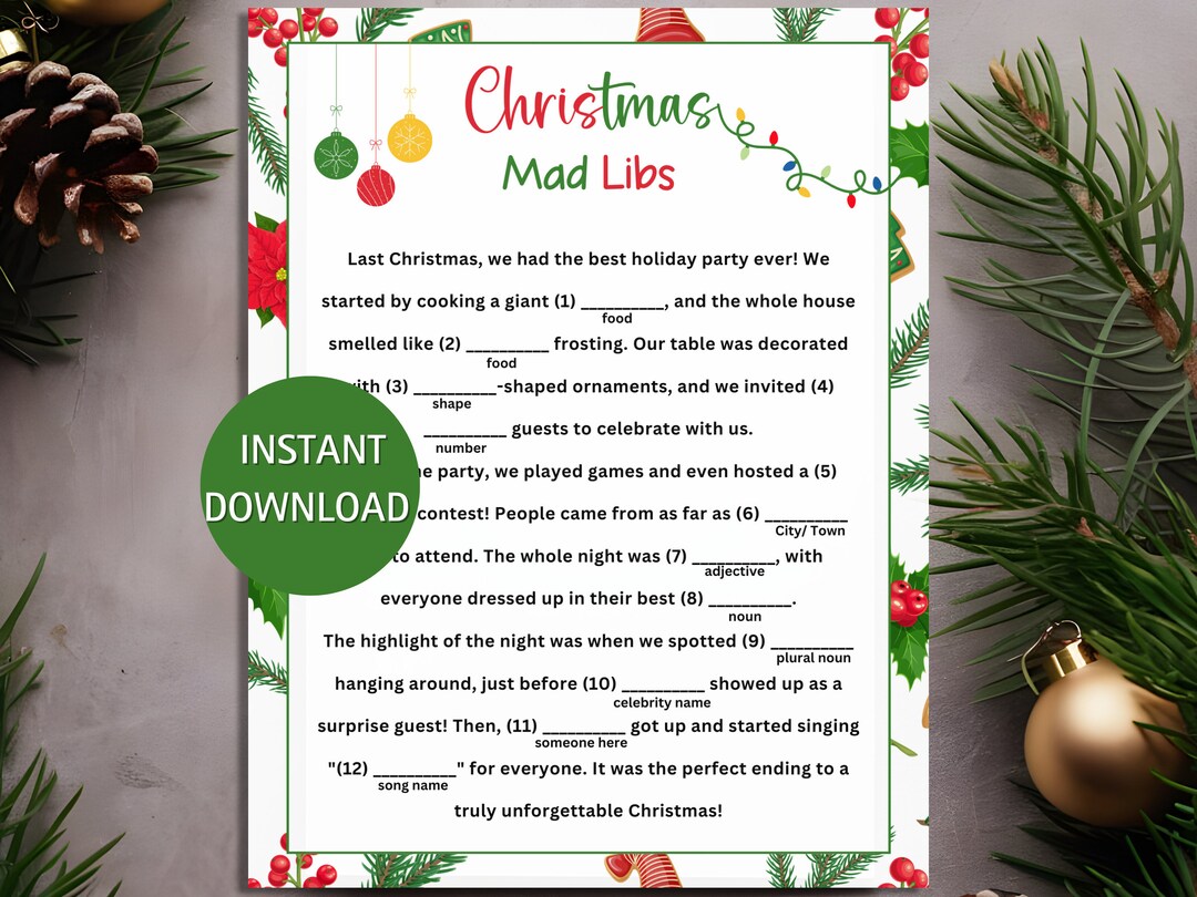 Christmas Mad Libs Game: Printable Holiday Party Game PDF Download - Etsy