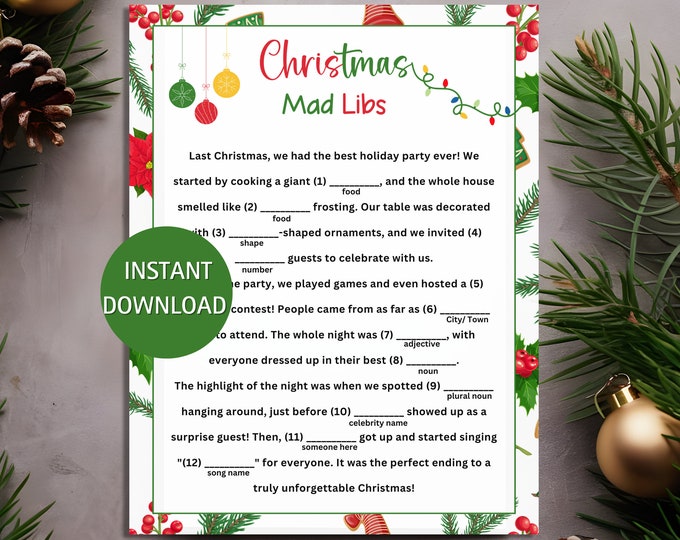 Christmas Mad Libs | Printable Christmas Game | Christmas Activity for ...