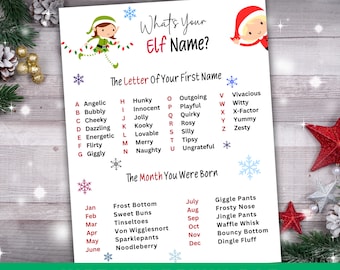 What's Your Elf Name, Name Tags. Printable Download, Christmas Party ...
