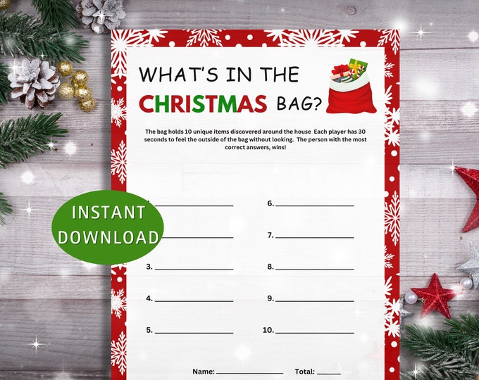 What's in the Bag Christmas Game, Fun Holiday Party Activity (digital ...