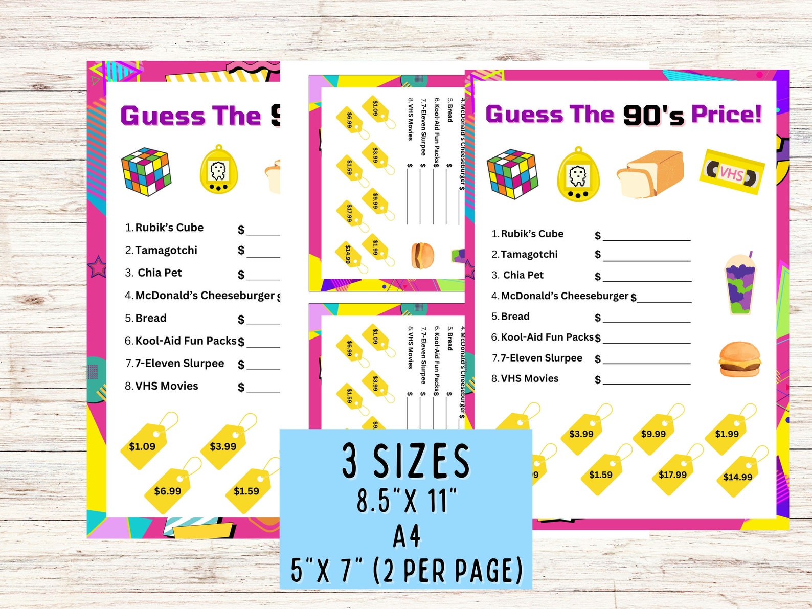 90s Party Games Bundle: Trivia, Pictionary (printable Game, PDF Files ...