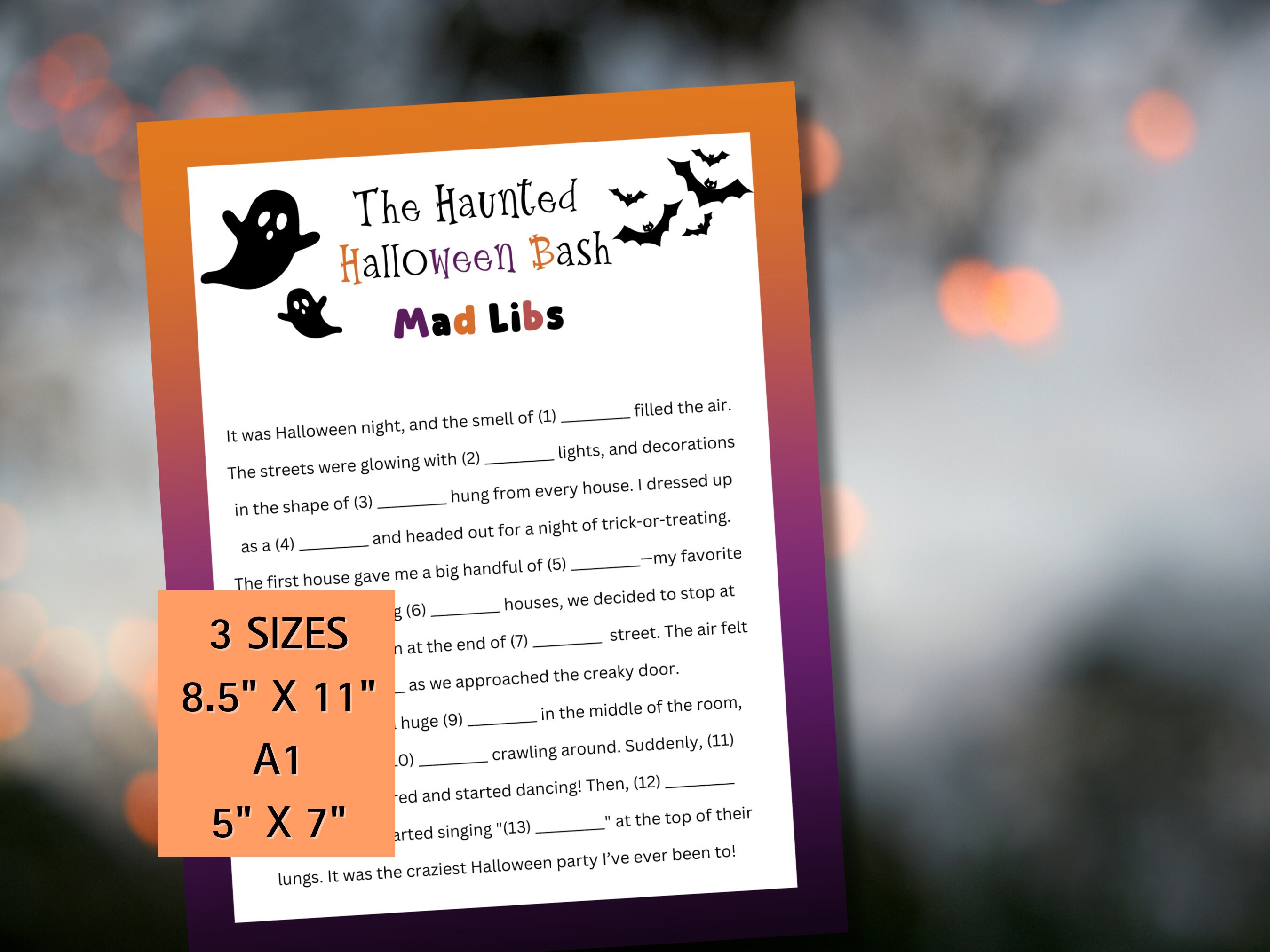 Printable Halloween Mad Libs Game: Kids & Adults Party Activity (PDF ...