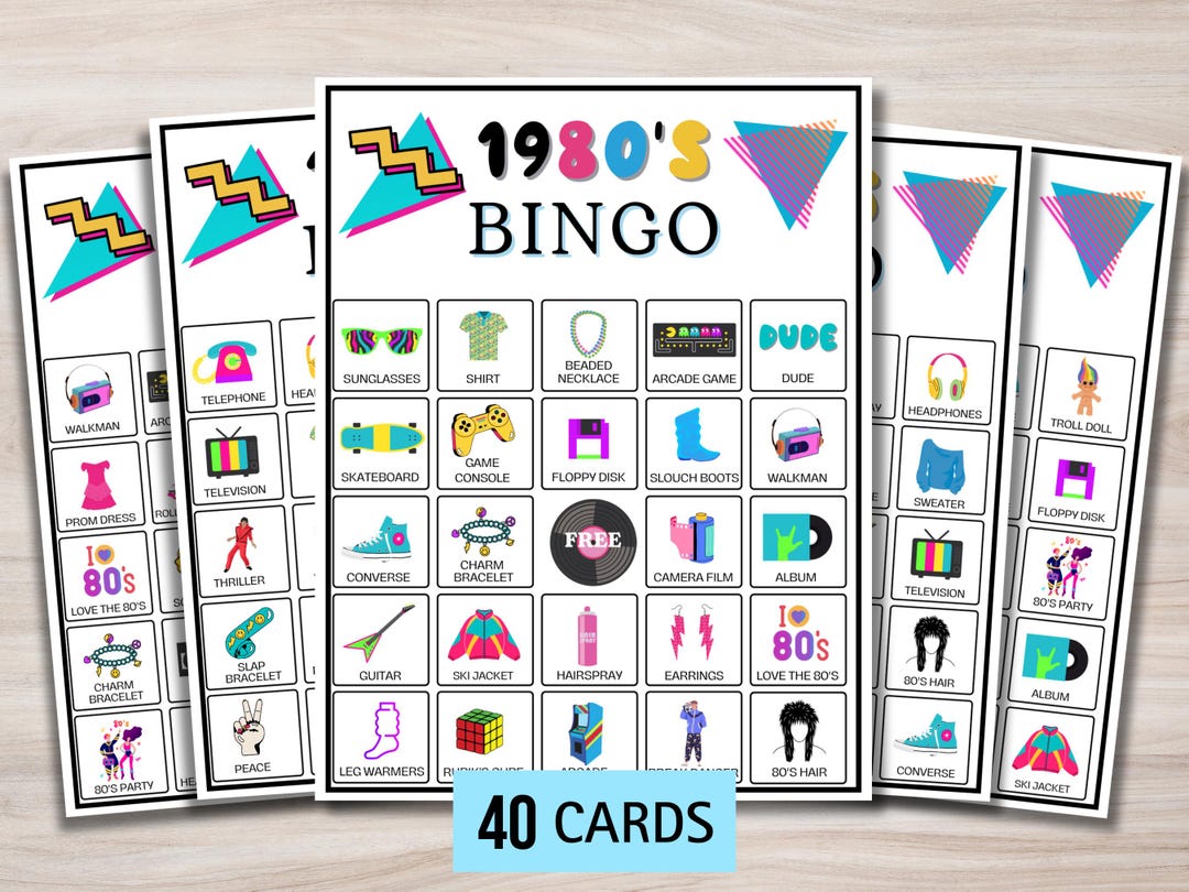 1980s Bingo Game: Retro Party Theme (digital PDF) - Etsy