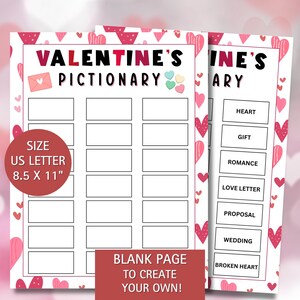 Valentine's Day Pictionary Game: Printable Classroom Activity (PDF ...