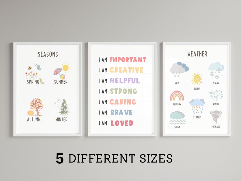 Kids 12 Educational Posters, Classroom Posters, Playroom Decor, Home ...