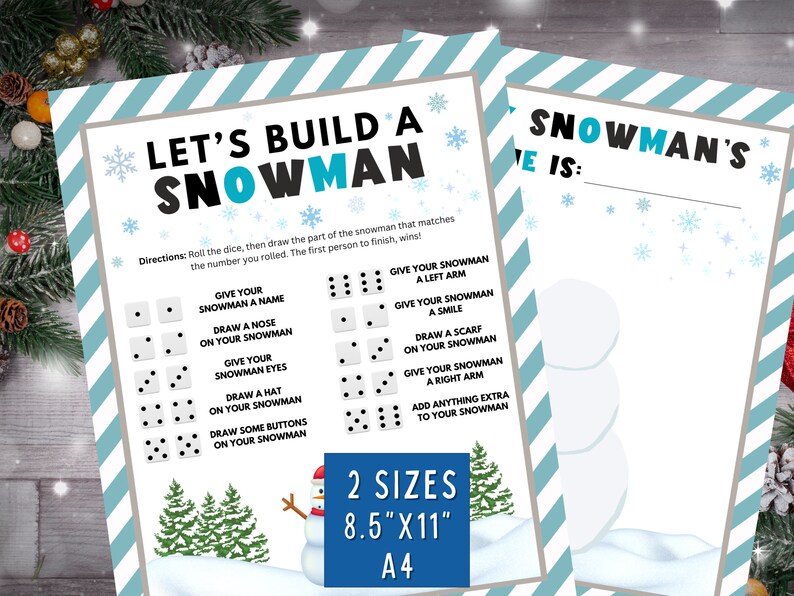 Printable Snowman Game: Christmas Winter Activity for Kids (PDF ...
