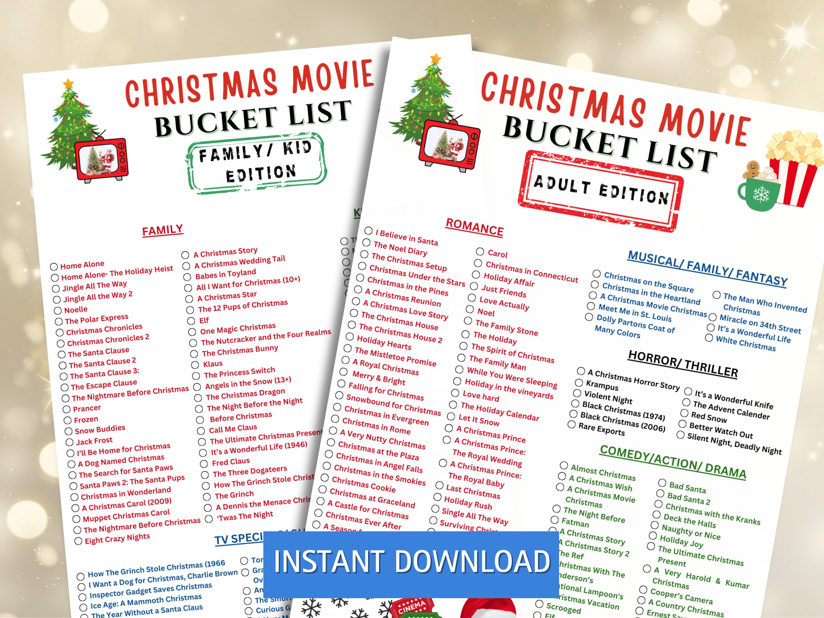 Family Christmas Movie Bucket List, Adult Christmas Movies, Xmas Movie ...