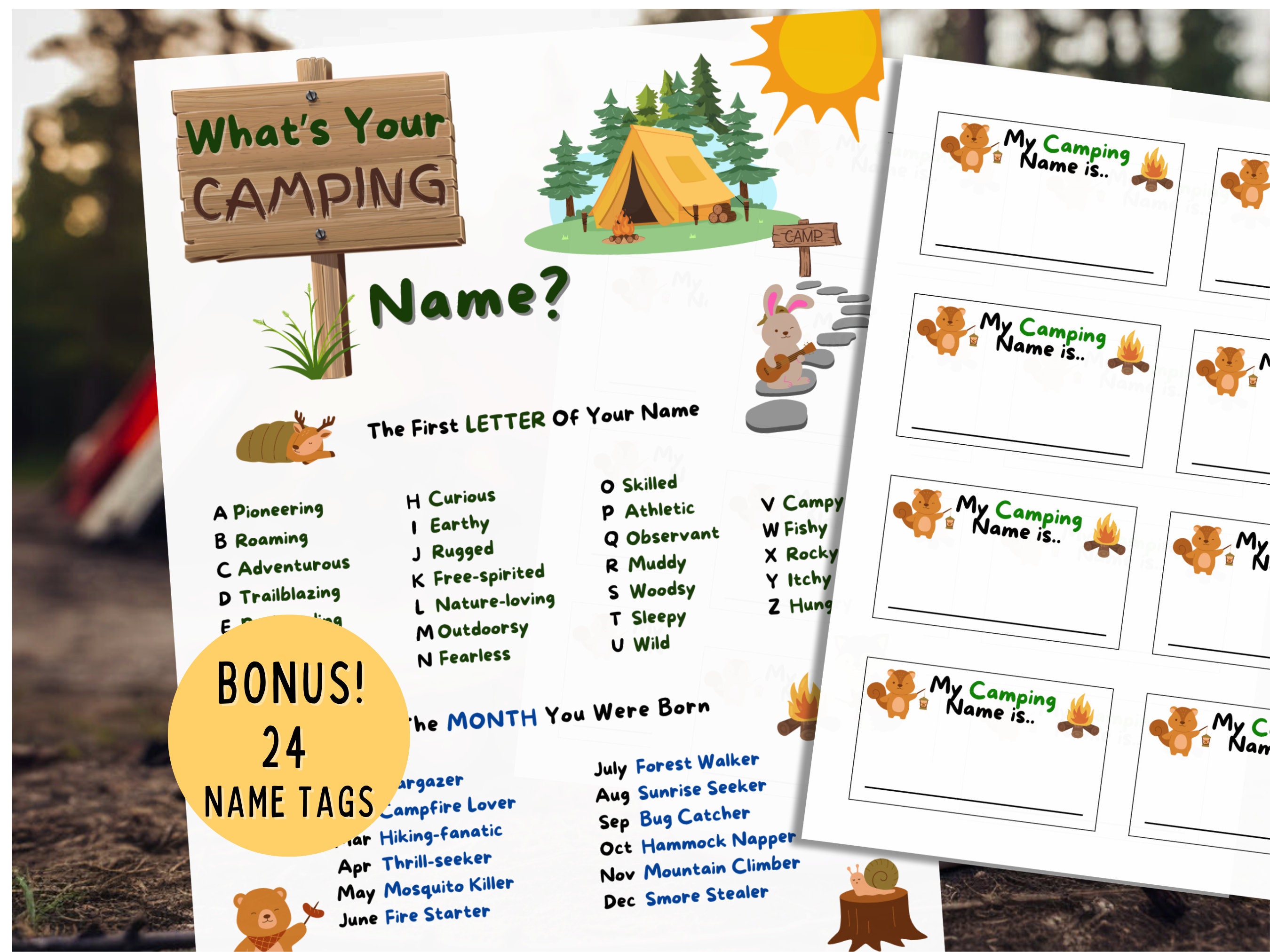 What's Your Camping Name, Camping Game Printable, Name Generator ...