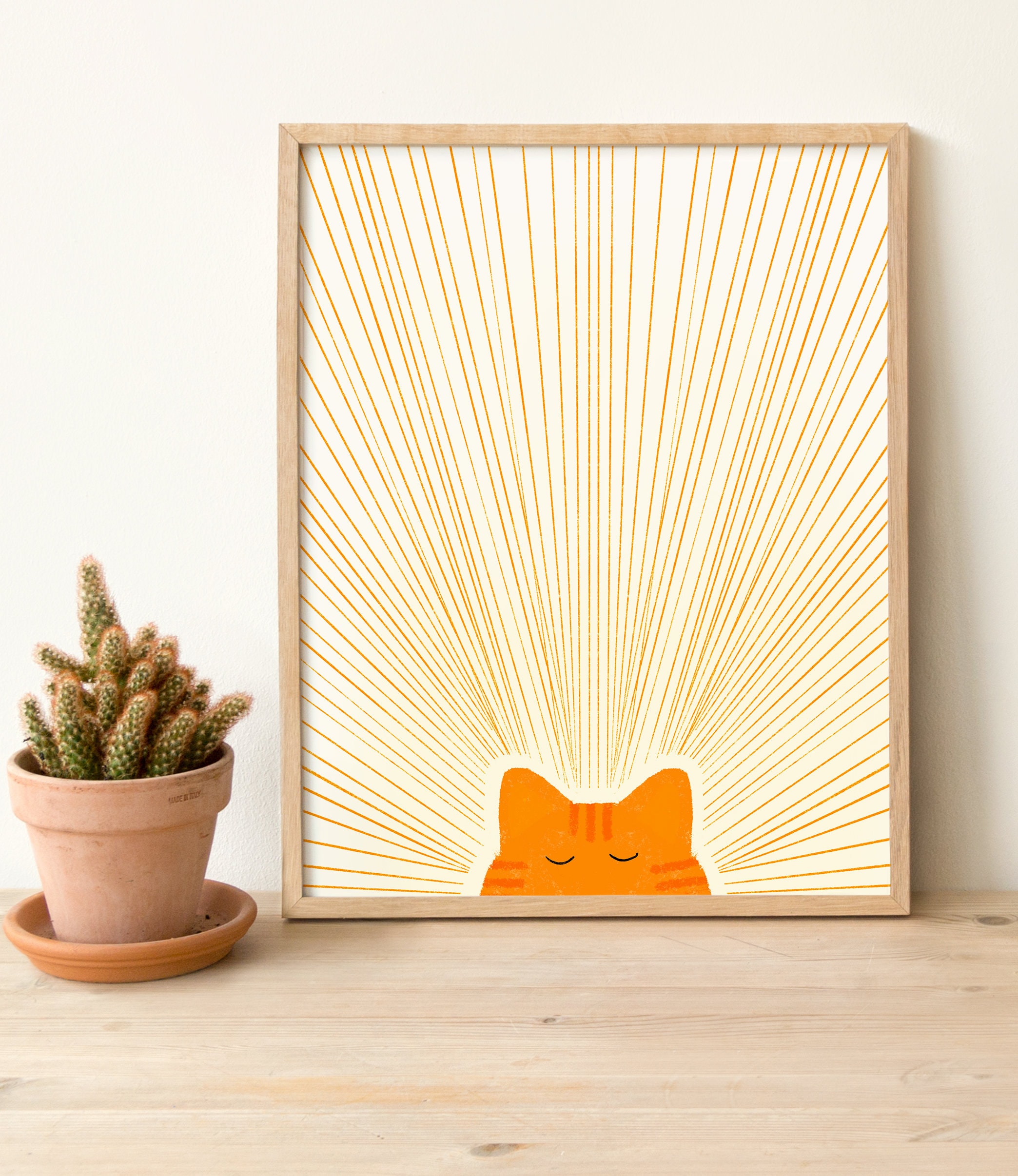 Boho Sun Cat Wall Art Print, Cat Sun Print, Cat Moon Print, Cat Wall ...