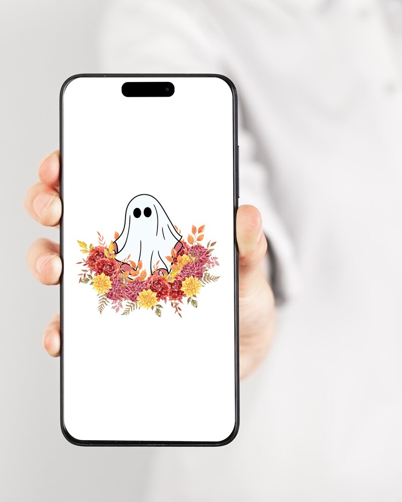 Flower Ghost PNG and JPG Bundle, Cute Ghost Clipart, Floral Ghost ...