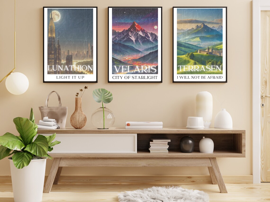 SJM City Printable Art, Digital Download, Terrasen, Velaris, Lunathion ...